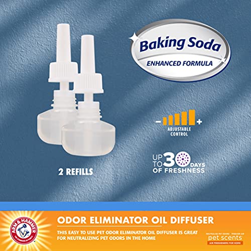 Arm & Hammer Air Care Pet Scents Electric Oil Diffuser Plug-in & Refills Bundle in Fresh Breeze Scent | Includes 1 Plug in Oil Diffuser and 3 Oil Refills | Pet Odor Eliminator