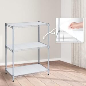 caphaus nsf adjustable shelves metal wire shelving unit w/liners, kitchen storage shelving, metal steel storage shelving, garage shelving storage organizer, utility shelf, 3-tier no wheels, silver