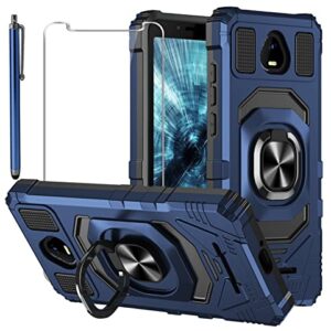 RTYJZ for SCHOK Volt SV55 Case with Tempered Glass Screen Protector, Built in 360°Adjustable Ring Kickstand [Military Grade] Protective Cover for Schok Volt SV55 (SV55216) 5.5" (Blue)