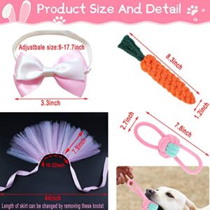 Dog Easter Costume 5Pack Cute Rabbit Ears Hat Pink Dress Bunny Easter Day Clothes Puppy Carrot Toy Kit Bowtie Collar Bunny Outfits for Medium Pet Easter Accessory Birthday Wedding Apperal