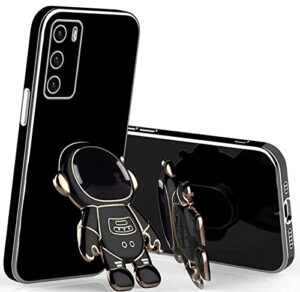 for samsung galaxy a14 5g case 6d plating cute astronaut hidden stand design with camera cover,soft tpu bumper folding bracket kickstand kawaii phone case for samsung a14 for girls women black