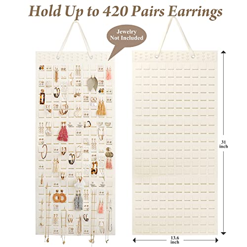 Resovo Extra Large Earring Organizer, Up to 420 Pairs Earring Holder, Earring Hanger Wall Mount Earring Organizer for Earrings, Hanging Earring Jewelry Organizer for Women Girls