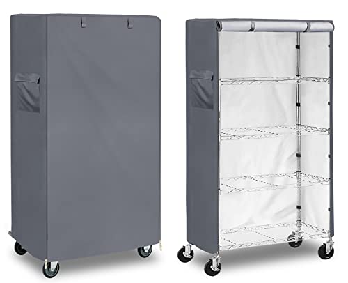 Dalema Waterproof Shelf Cover,Heavy Duty Dustproof Storage Shelving Unit Cover,Durable Steel Organizer Wire Rack Cover,Shelf Display Rack Protective Cover with Zipper.(Grey,48x18x72 inch)