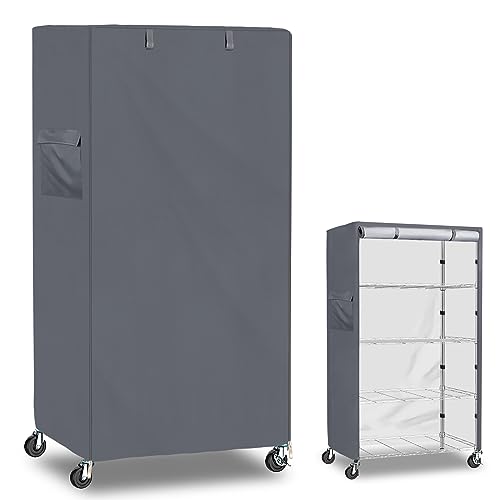 Dalema Waterproof Shelf Cover,Heavy Duty Dustproof Storage Shelving Unit Cover,Durable Steel Organizer Wire Rack Cover,Shelf Display Rack Protective Cover with Zipper.(Grey,48x18x72 inch)