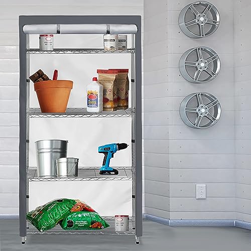 Dalema Waterproof Shelf Cover,Heavy Duty Dustproof Storage Shelving Unit Cover,Durable Steel Organizer Wire Rack Cover,Shelf Display Rack Protective Cover with Zipper.(Grey,48x18x72 inch)