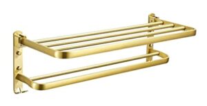 inktus towel rack towel bar space aluminum towel rack 2 tiers foldable bathroom towel holder wall towel bar home hotel storage shelf punch-free towel shelf towel stand