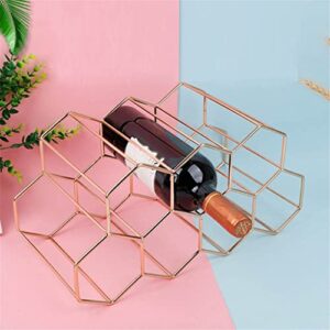 DOUBA Metal Honeycomb Wine Rack Wine Bottle Storage Desktop Wine Rack Hexagonal 9 Bottle Wine Rack Display (Color : E, Size