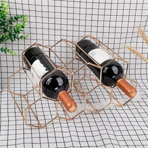 DOUBA Metal Honeycomb Wine Rack Wine Bottle Storage Desktop Wine Rack Hexagonal 9 Bottle Wine Rack Display (Color : E, Size