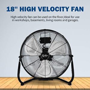 HealSmart Simple Deluxe 18 Inch 3-Speed High Velocity Heavy Duty Metal Industrial Floor Fans, Black, 18 Inch new version