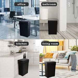 13 Gallon Automatic Trash Can with Motion-sensing Lid, Touchless High-capacity Rectangular Trash Can with Lid, Plastic Garbage Cans for Kitchen Bathroom Bedroom Office