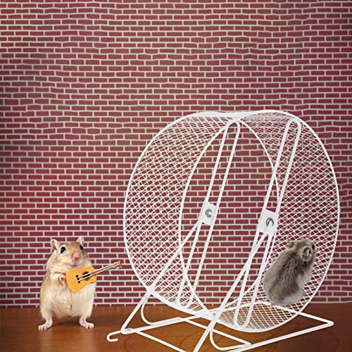 Silent Hamster Wheel, Wire Mesh Running Gerbil Wheel Toy with Iron Bracket Mute Jogging Cage Wheel for Rat Chinchilla