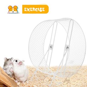 Silent Hamster Wheel, Wire Mesh Running Gerbil Wheel Toy with Iron Bracket Mute Jogging Cage Wheel for Rat Chinchilla