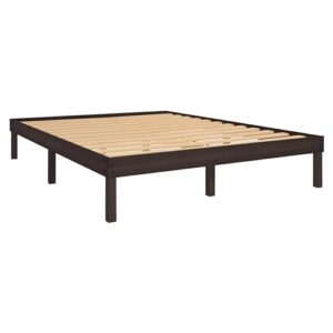 Naomi Home Lucia 14 Inch Solid Wood Platform Bed Queen Bed Frame, Pine Wood Queen Platform Bed Frame, No Squeak Bed Frame, Bed Frame Queen Size, No Box Spring Needed, Sturdy Bed Frame - Espresso