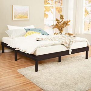 Naomi Home Lucia 14 Inch Solid Wood Platform Bed Queen Bed Frame, Pine Wood Queen Platform Bed Frame, No Squeak Bed Frame, Bed Frame Queen Size, No Box Spring Needed, Sturdy Bed Frame - Espresso