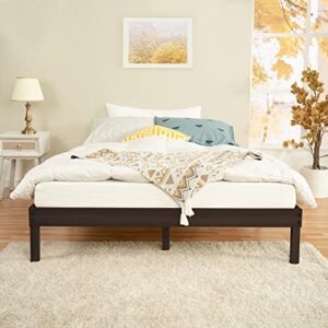 Naomi Home Lucia 14 Inch Solid Wood Platform Bed Queen Bed Frame, Pine Wood Queen Platform Bed Frame, No Squeak Bed Frame, Bed Frame Queen Size, No Box Spring Needed, Sturdy Bed Frame - Espresso