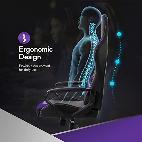 Gaming Chair Office Chair High Back Racing Computer Chair Task PU Desk Chair Ergonomic Swivel Rolling Chair with Lumbar Support for Home Office