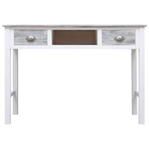 Youuihom Small Computer Desk Study Table for Small Spaces Home Office Rustic Student Laptop PC Writing Desks, Writing Desk Gray 43.3"x17.7"x29.9" Wood