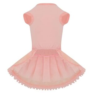 Dog Wedding Dress Breathable Tulle Tutu Doggie Apparel Skirts Clothes Pet Outfits for Small Dogs Birthday Party Dresses (Pink-Flower Girl, S)