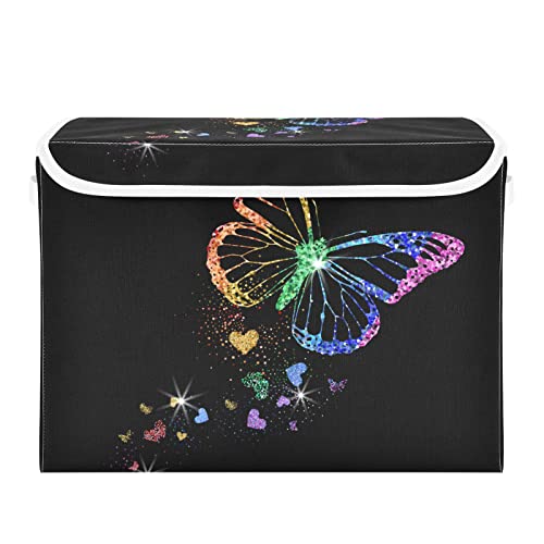 innewgogo Butterfly Storage Bins with Lids for Organizing Dust-proof Storage Bins with Handles Oxford Cloth Storage Cube Box for Room