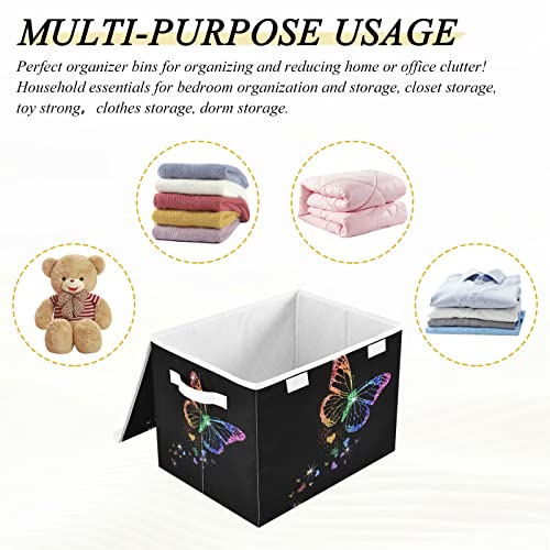 innewgogo Butterfly Storage Bins with Lids for Organizing Dust-proof Storage Bins with Handles Oxford Cloth Storage Cube Box for Room