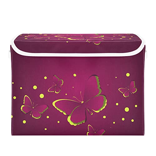 innewgogo Butterfly Storage Bins with Lids for Organizing Storage Baskets with Handles Oxford Cloth Storage Cube Box for Cat Toys