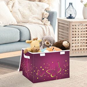 innewgogo Butterfly Storage Bins with Lids for Organizing Storage Baskets with Handles Oxford Cloth Storage Cube Box for Cat Toys