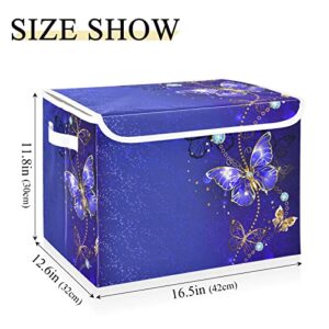 innewgogo Jewelry Butterfly Storage Bins with Lids for Organizing Large Collapsible Storage Bins with Handles Oxford Cloth Storage Cube Box for Car