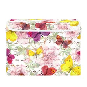 innewgogo flowers butterflies storage bins with lids for organizing storage baskets with handles oxford cloth storage cube box for room