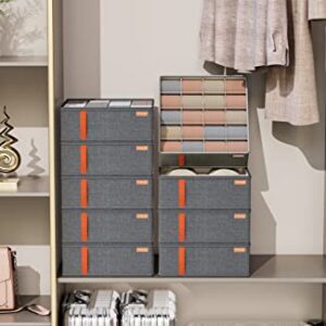 L-in HOME Sock Underwear Organizer Dividers Drawer Organizers Fabric Foldable Cabinet Closet Organizers and Storage Boxes for Storing Socks,Bras,Underwear, Ties 4 Pack(6+20+20+1 Cell, Gray)