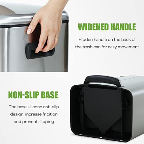 NChanmar Trash Can, Dual Trash Can for Recycling 40L/10 Gallon Stainless Steel Garbarge Can Foot Pedal Metal Trash Can with Lid Rubbish Bin for Home Office