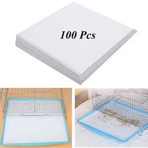 100 pcs bird cage liner papers 7.3'' non-woven square bird cage cleaner pet cushion precut disposable absorbent pad bird cage tray mat accessories bird cage liners for pet bird parrot parakeet canary