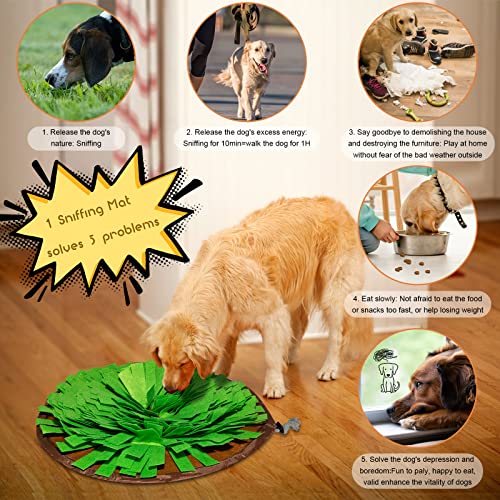 Snuffle Mat for Dogs, Foraging Mat for Dogs, Pet Feeding Mat Imitate Outdoor Lawn to Release Pet Natural Foraging Skills, Portable Pet Snuffle Mat, Sniff Mat for Dogs Rabbits Boredom & Relieve Stress