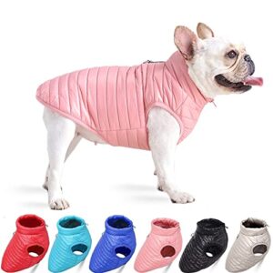 harikaji dog winter coat with d ring,super light small dogs warm coat zip waterproof pet cat warm jacket vest apparel for small medium dogs(pink,l)