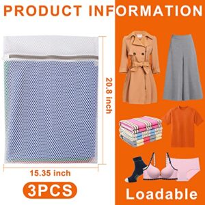 HAOBAOBEI Mesh Laundry Bag for Delicates, 3 Pack 16x20 Inch Durable Travel Laundry Bags, Scrubba Mesh Wash Bag for Laundry, Blouse, Stocking, Bra, lingerie, Garment, Clothes (Standard Medium)