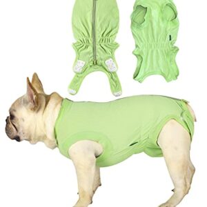 Sychien Dog Recovery Suit Large for Female Spay,Male Post Surgery Recovery Combed Cotton Bodysuit,Green XXL