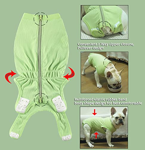 Sychien Dog Recovery Suit Large for Female Spay,Male Post Surgery Recovery Combed Cotton Bodysuit,Green XXL