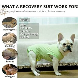 Sychien Dog Recovery Suit Large for Female Spay,Male Post Surgery Recovery Combed Cotton Bodysuit,Green XXL