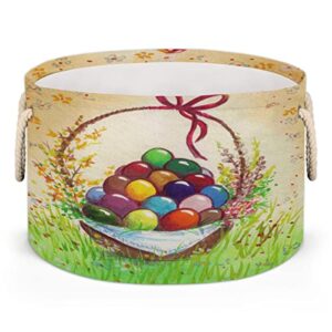 colorful eggs easter pattern (2) large round baskets for storage laundry baskets with handles blanket storage basket for bathroom shelves bins for organizing nursery hamper girl boy