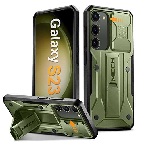 Tongate for Samsung Galaxy S23 Case with Sliding Camera Cover & Screen Protector, [10FT Military Drop Protection] Rugged Shockproof Phone Case for Galaxy S23 with Kickstand Case, Green