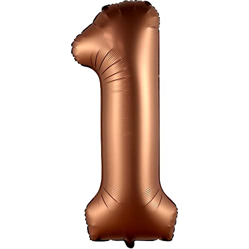 KatchOn, Brown 1 Balloon Number - 40 Inch, Helium Supported | Foil Brown One Balloon for Safari Theme 1st Birthday Decorations | Brown One Happy Camper Balloons | One Happy Camper Birthday Decorations