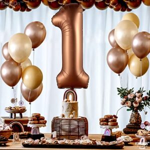 KatchOn, Brown 1 Balloon Number - 40 Inch, Helium Supported | Foil Brown One Balloon for Safari Theme 1st Birthday Decorations | Brown One Happy Camper Balloons | One Happy Camper Birthday Decorations