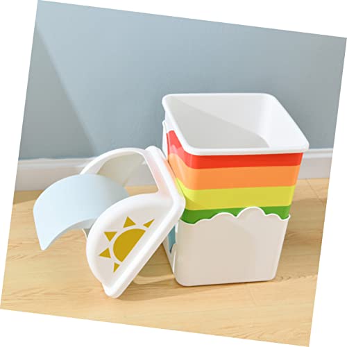 VICASKY 1pc Kitchen Lid Lidded Waste Bathroom Cloud Adorable Container Desktop for Cute with Rainbow Household Chic Storage Pail Gare Unique is Device Random Room Office and