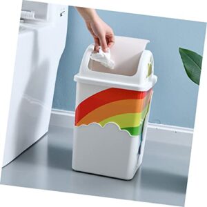 VICASKY 1pc Kitchen Lid Lidded Waste Bathroom Cloud Adorable Container Desktop for Cute with Rainbow Household Chic Storage Pail Gare Unique is Device Random Room Office and