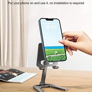 MOYONTE Foldable Cell Phone Stand, Mobile Phone Holder for Desk, Adjustable Desktop Phone Holder, Compatible with iPhone 14 13 Pro Max Mini 12 11 and More 4-10'' Smart Phones/Tablets (Silver)