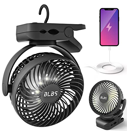 Portable Fan - 65H 12000mAh Tent Fans for Camping - Camping Fan Rechargeable Use As Power Bank, Battery Powered Fan with Hanging Hook, Camping Fans for Tents, Rechargable Fan for Camping, Black