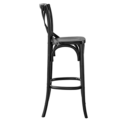 Modway Gear X-Back Wood Bar Stool in Black