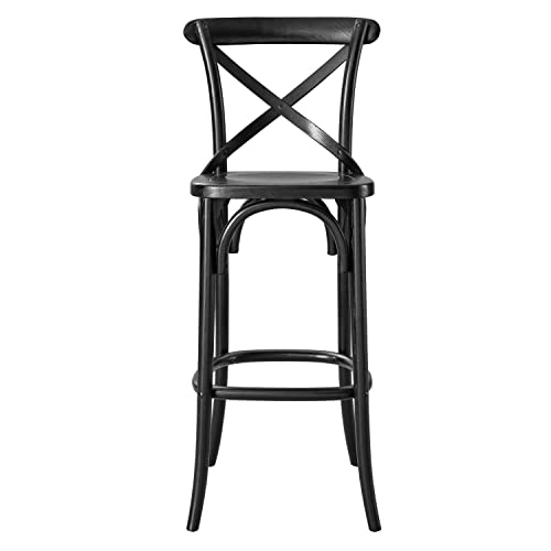 Modway Gear X-Back Wood Bar Stool in Black