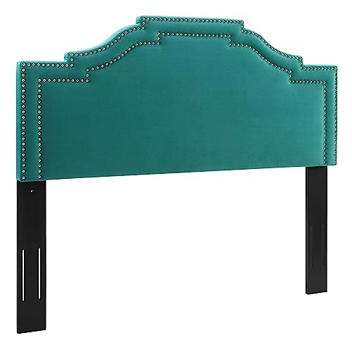 Modway MOD-6579-TEA Emerson Performance Velvet Queen Bed, Teal Platform