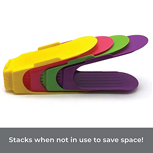 TMD Healthcare - Black Shoe Slots Organizer Set of 6 - Double Deck Shoe Space Savers - Anti Slip Shoe Stackers - Free Standing Shoe Slots - Compact Shoe Stacker for Shoes, Sandals & Boots