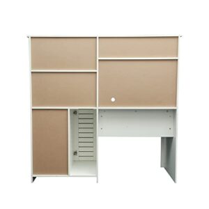 PRODCA Home Office Computer Desk with Hutch, Antiqued White Finish